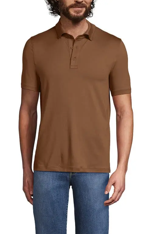 LANDS' END Tall Short Sleeve Cooling Performance Polo - Maple Toffee
