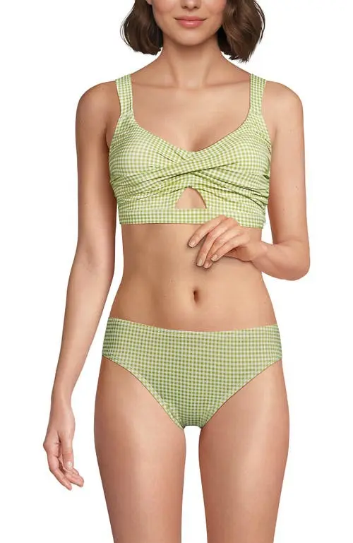 LANDS' END Twist Front Bikini Top - Bright Pistachio Gingham