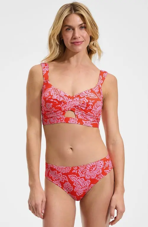 LANDS' END Twist Front Bikini Top - Radiant Orange Floral Medley