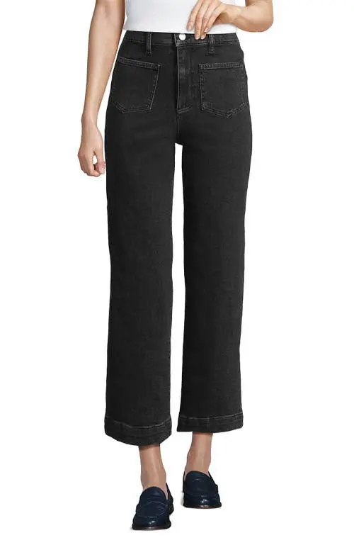 LANDS' END Denim High Rise Wide Leg Crop Jeans - Black Stone Wash