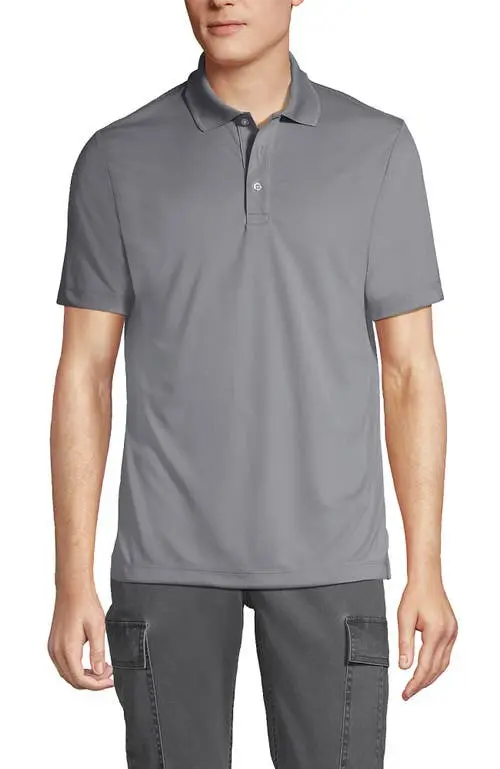 LANDS' END Short Sleeve Solid Active Polo Shirt - Harbor Gray