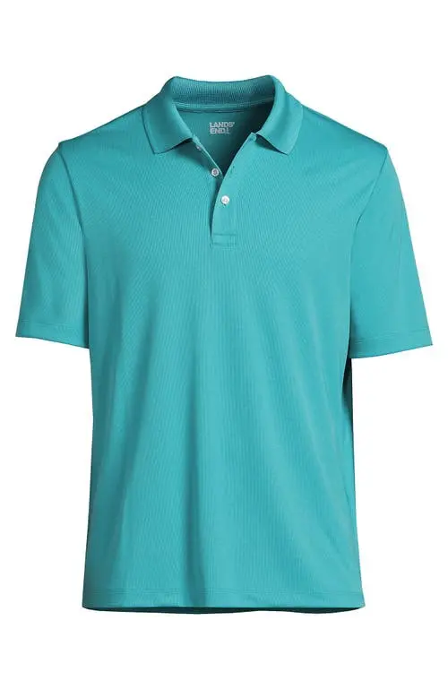 LANDS' END Short Sleeve Solid Active Polo Shirt - Peacock Teal