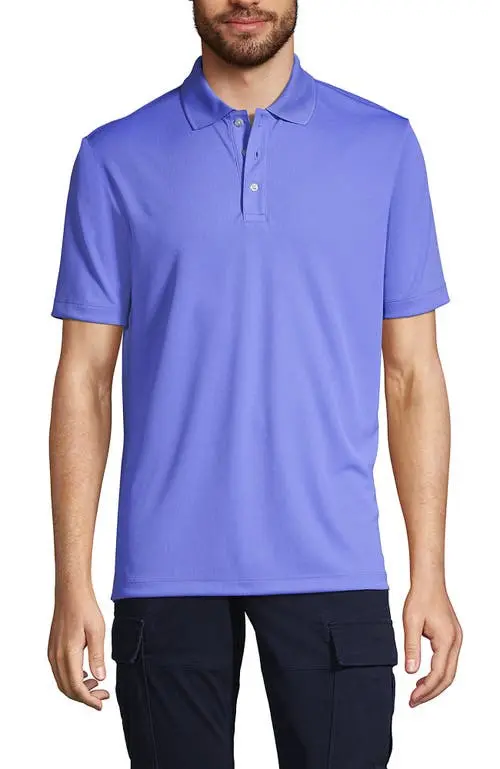 LANDS' END Short Sleeve Solid Active Polo Shirt - True Blue