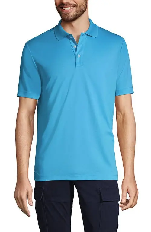 LANDS' END Short Sleeve Solid Active Polo Shirt - True Navy