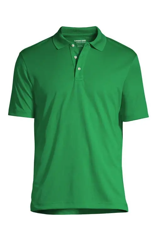 LANDS' END Short Sleeve Solid Active Polo Shirt - Vibrant Clover