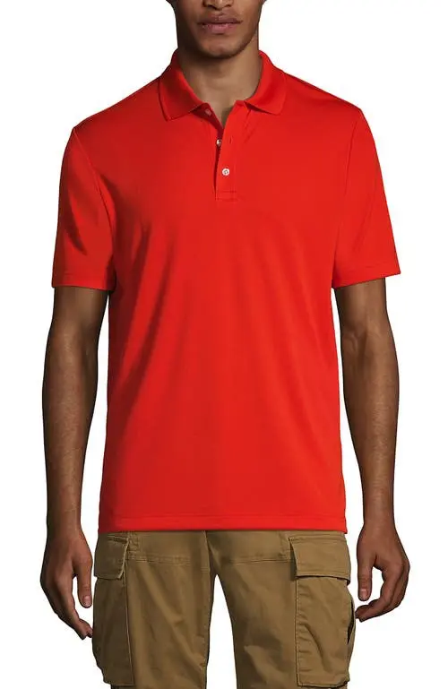 LANDS' END Short Sleeve Solid Active Polo Shirt - Zesty Orange