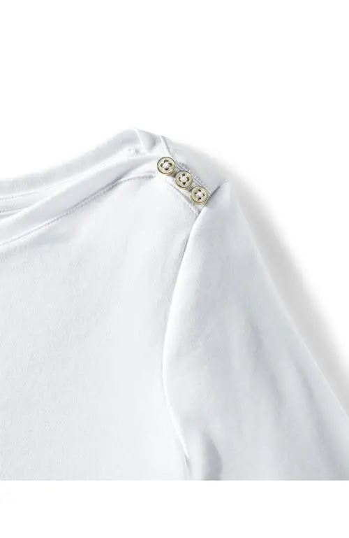 LANDS' END Supima Cotton Elbow Sleeve Boatneck Tee - White