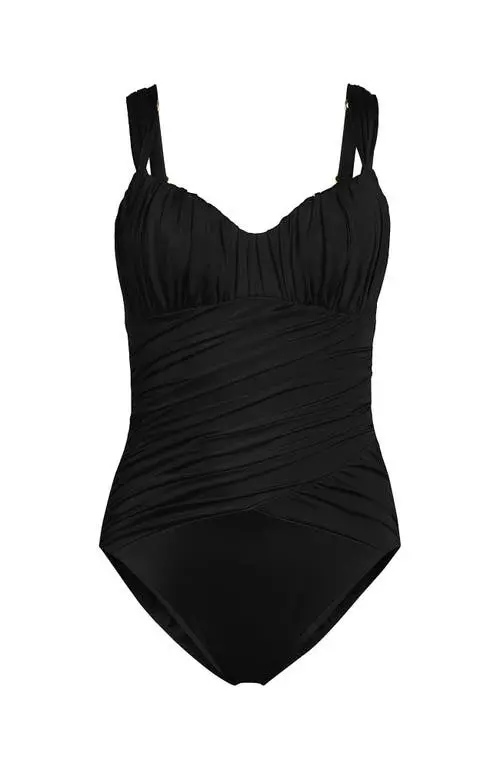 LANDS' END Smoothing Sweetheart Shirred One-piece Swimsuit