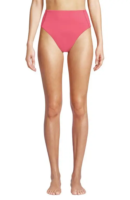 LANDS' END Tugless Quickdry High Waisted High Leg Bikini Bottoms - Wood Lily