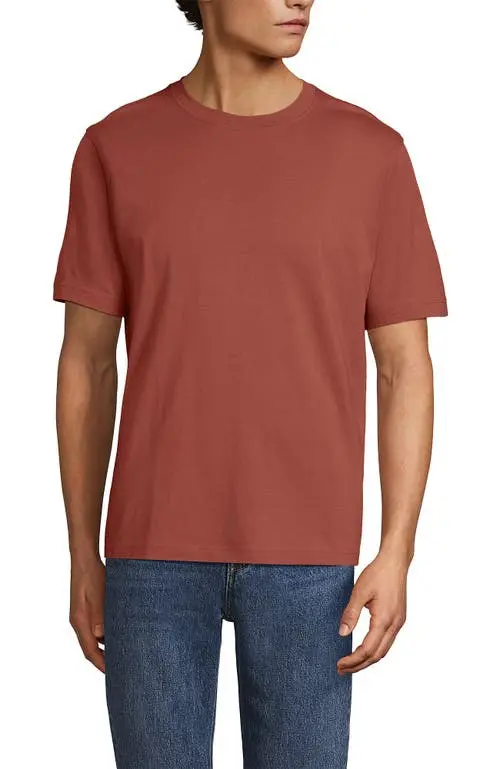 LANDS' END Short Sleeve Cotton Supima Tee - Earthen Clay