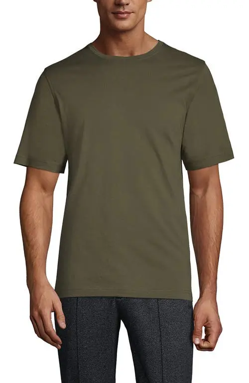 LANDS' END Short Sleeve Cotton Supima Tee - Forest Moss
