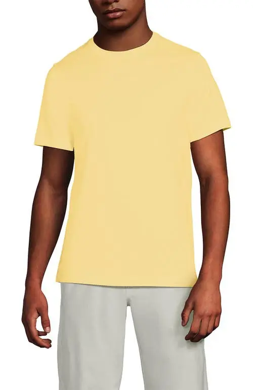 LANDS' END Short Sleeve Cotton Supima Tee - Pale Sunbeam Yellow