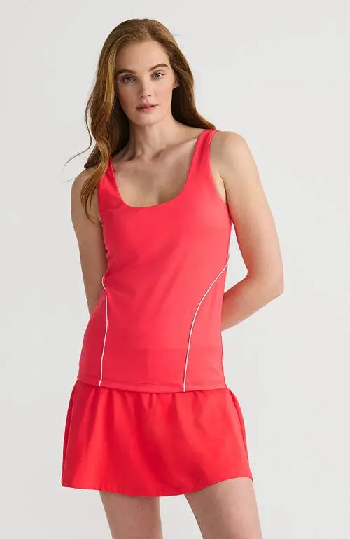 LANDS' END High Impact Tank Top - Deep Coral/white