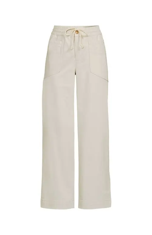 LANDS' END Herringbone Chino Relaxed Straight Ankle Pants - Light Stone