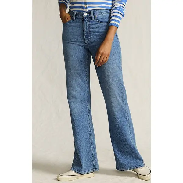 LANDS' END Soft Denim High Rise Classic Flare Jeans - Lake Blue Wash