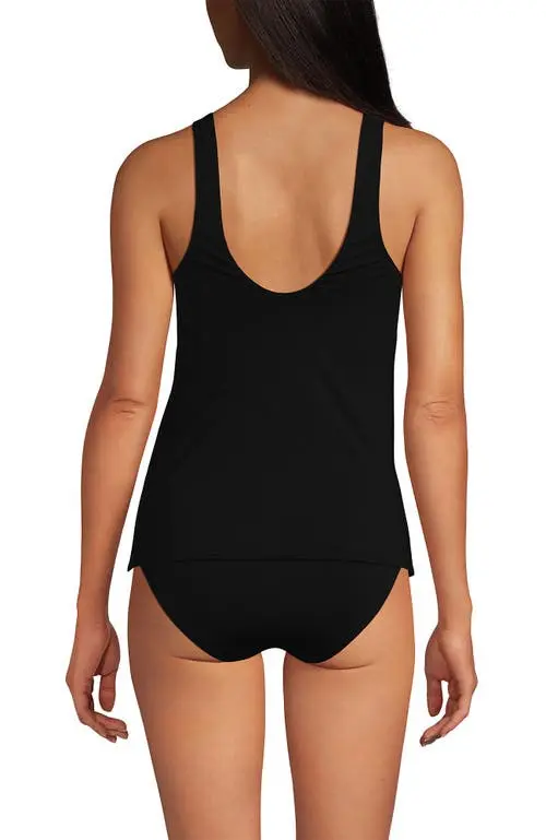 LANDS' END Chlorine Resistant V-neck Tankini Swimsuit Top - Black