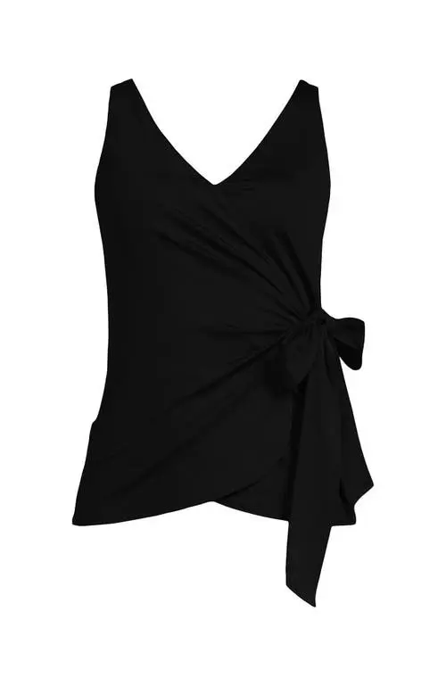 LANDS' END Chlorine Resistant V-neck Tankini Swimsuit Top - Black