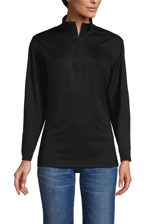 LANDS' END Rapid Dry Quarter Zip Pullover - Black
