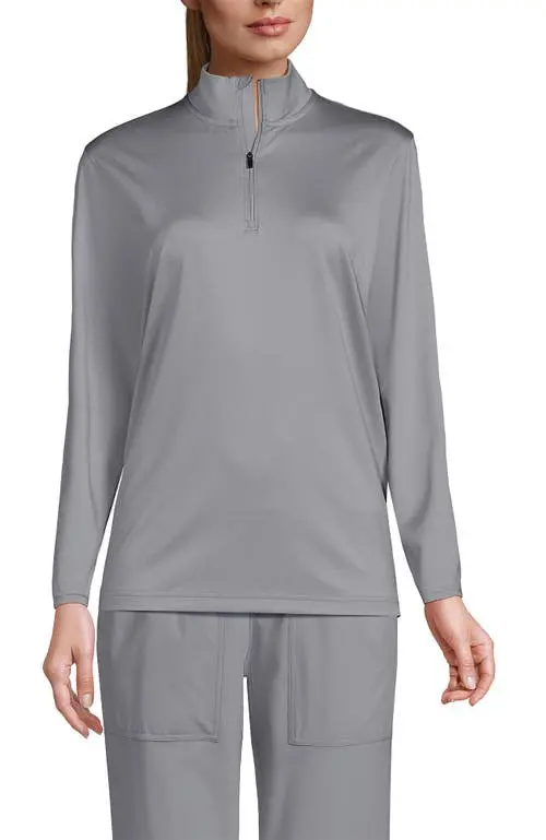 LANDS' END Rapid Dry Quarter Zip Pullover - Harbor Gray