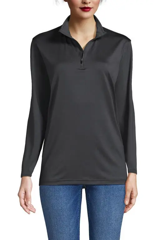 LANDS' END Rapid Dry Quarter Zip Pullover - Soapstone