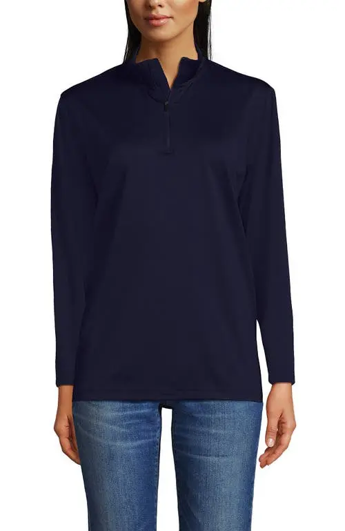 LANDS' END Rapid Dry Quarter Zip Pullover - True Navy