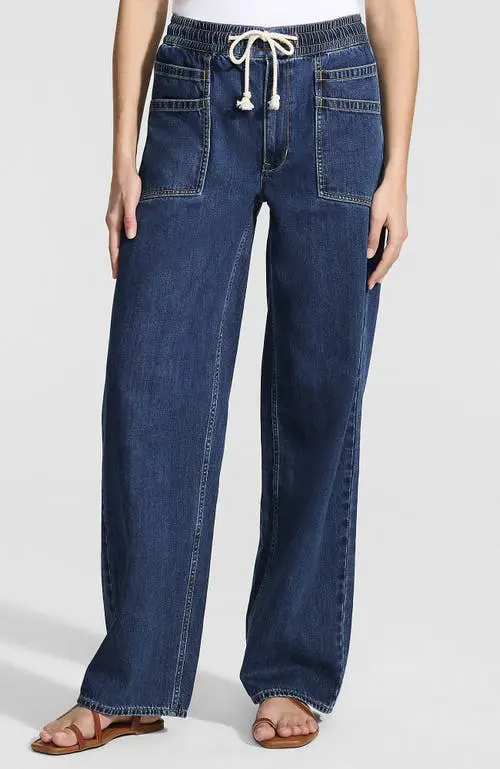 LANDS' END Lightweight Denim High-rise Relaxed Straight-leg Pull-on Jeans - Crawford Wash