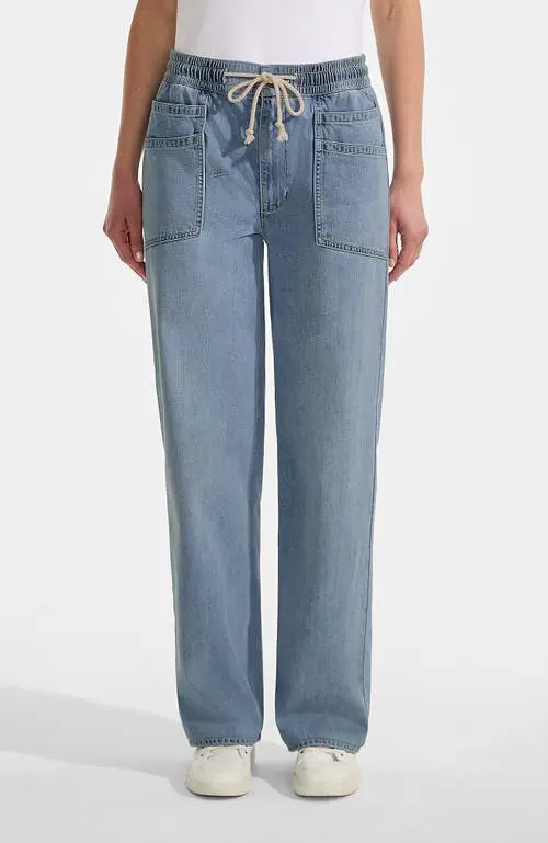 LANDS' END Lightweight Denim High-rise Relaxed Straight-leg Pull-on Jeans - Lake Blue Wash