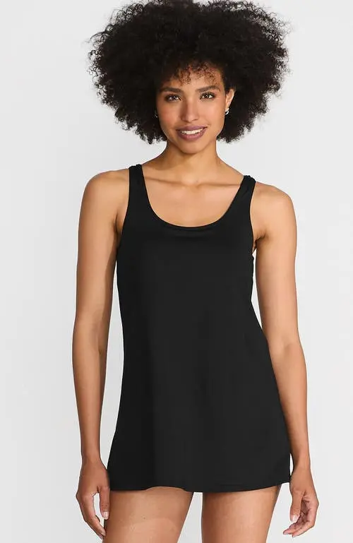 LANDS' END Scoop Neck Mini Swim Dress - Black