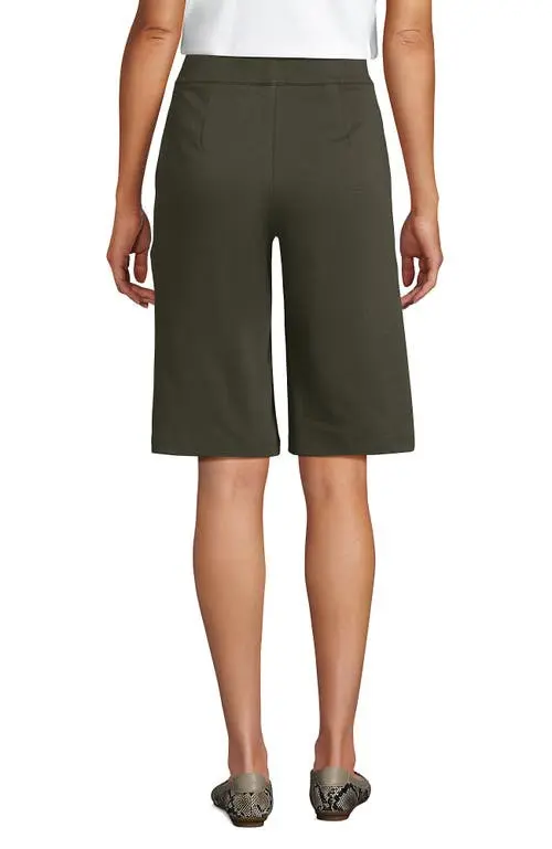 LANDS' END Sport Knit High Rise Pleated 12" Bermuda Shorts - Forest Moss