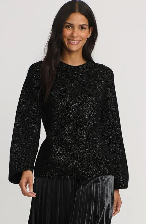 LANDS' END Blend Bow Back Sweater - Black/gold Metallic