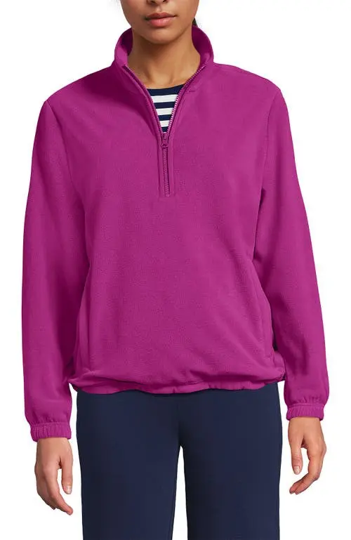 LANDS' END Anyweather Raindefense Fleece Quarter Zip Pullover - Light Raspberry Sorbet