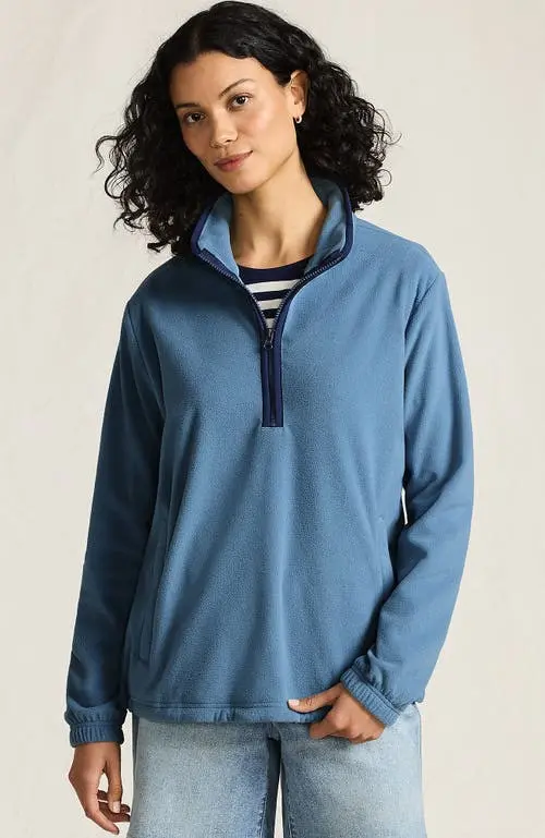 LANDS' END Anyweather Raindefense Fleece Quarter Zip Pullover - Soft Peacock