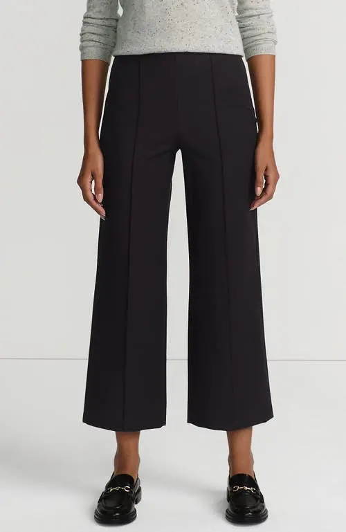 LANDS' END Bi Stretch High Rise Pintuck Wide Leg Crop Pants - Black