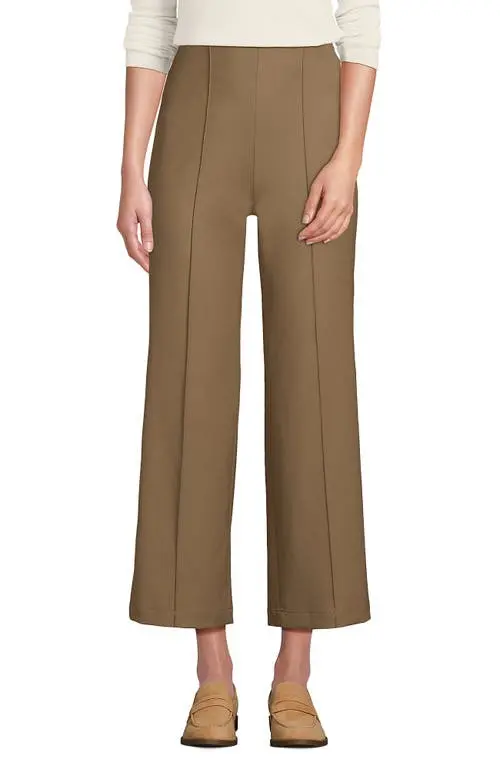 LANDS' END Bi Stretch High Rise Pintuck Wide Leg Crop Pants - Dark Jute Brown