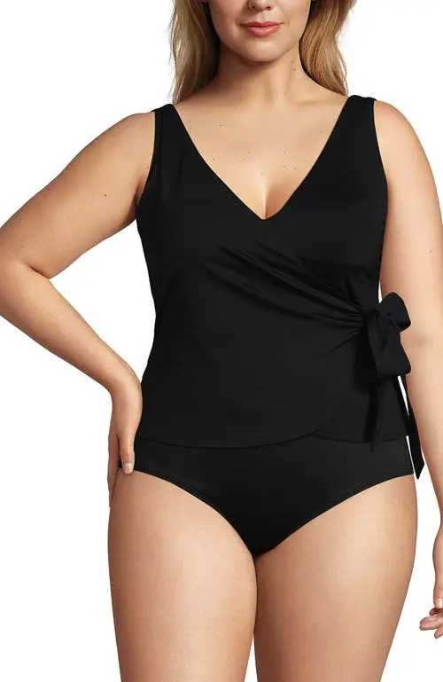 LANDS' END Side-tie Tankini Top - Black