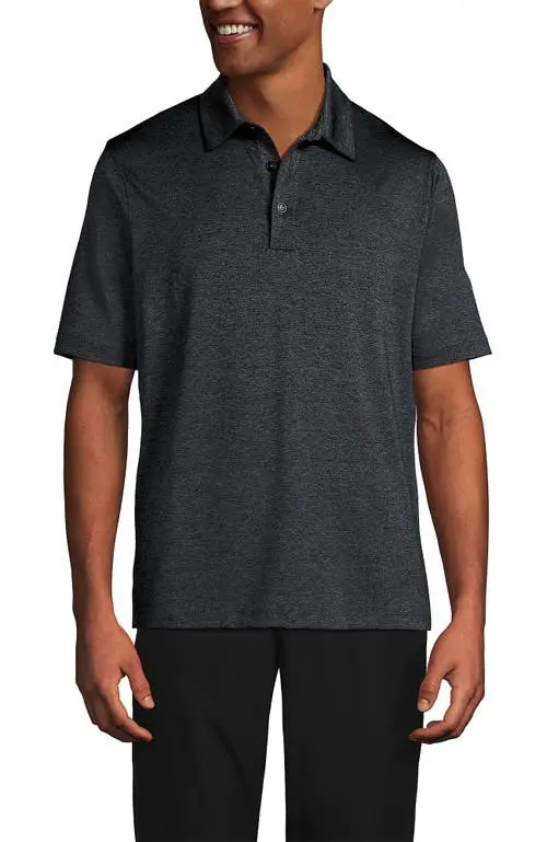 LANDS' END Short Sleeve Space Dye Polo Shirt - Black Space Dye