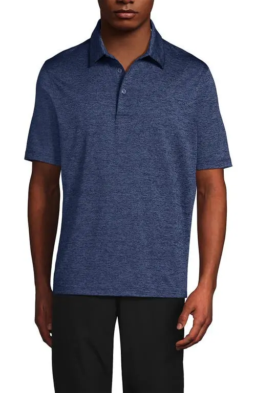 LANDS' END Short Sleeve Space Dye Polo Shirt - Deep Sea Navy Space Dye