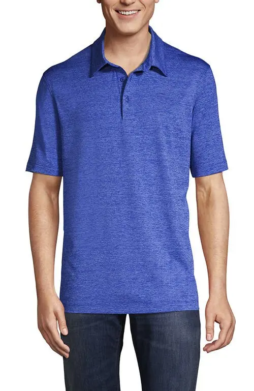 LANDS' END Short Sleeve Space Dye Polo Shirt - True Blue Space Dye