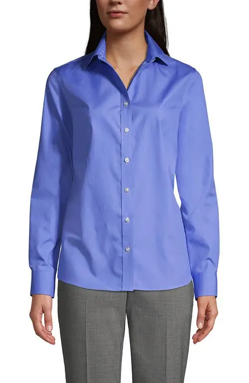 LANDS' END Tall Long Sleeve No Iron Broadcloth Shirt - True Blue