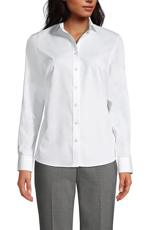 LANDS' END Tall Long Sleeve No Iron Broadcloth Shirt - White