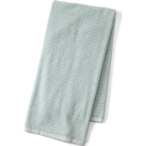 LANDS' END Turkish Quick-dry Cotton Textured Gingham Bath Towel - Aqua Breeze/beaux Blue