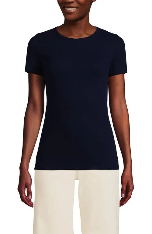 LANDS' END Cotton Rib T-shirt - Deep Sea Navy