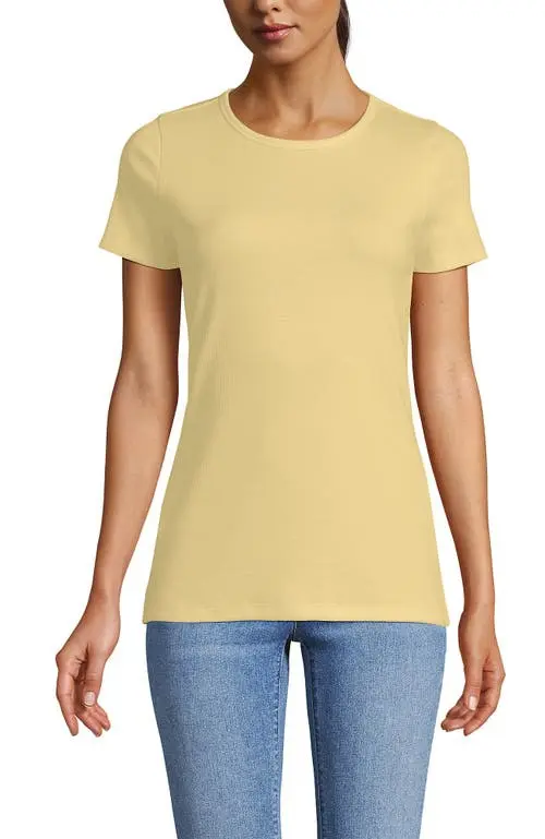 LANDS' END Cotton Rib T-shirt - Pale Sunbeam Yellow