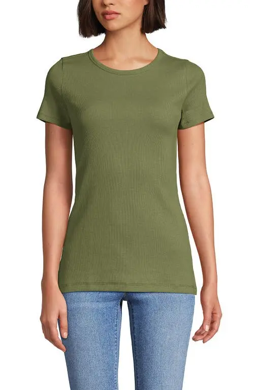 LANDS' END Cotton Rib T-shirt - Simply Olive
