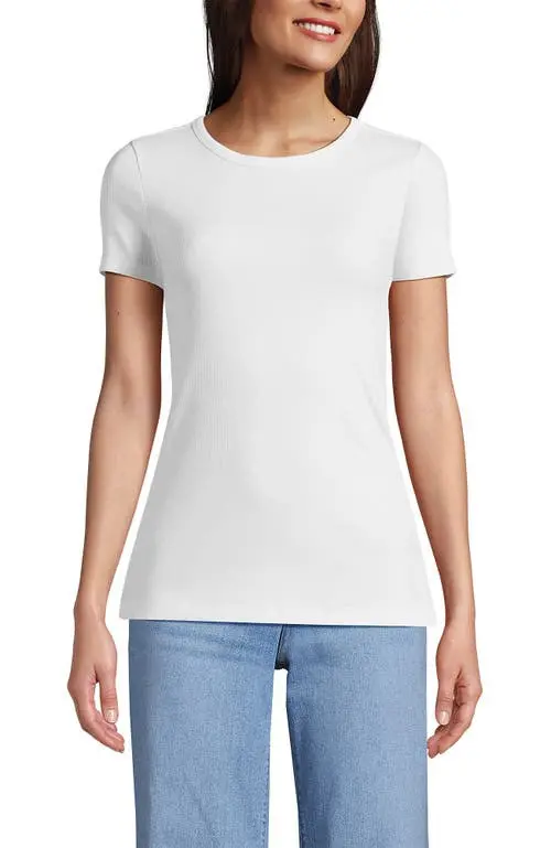 LANDS' END Cotton Rib T-shirt - White