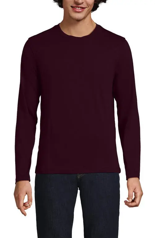 LANDS' END Long Sleeve Cotton Supima Tee - Lush Burgundy