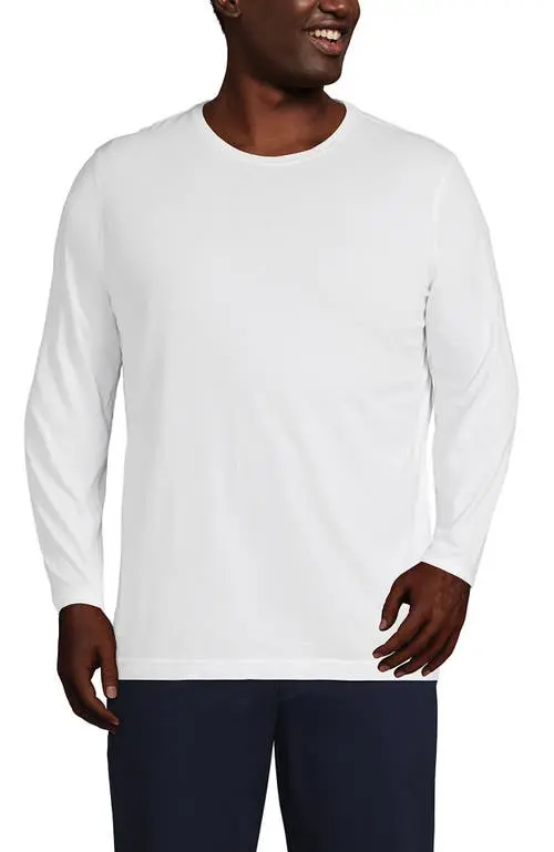 LANDS' END Long Sleeve Cotton Supima Tee - White