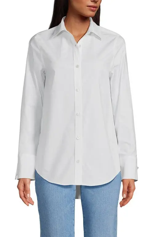 LANDS' END Poplin Tie Sleeve Shirt - White