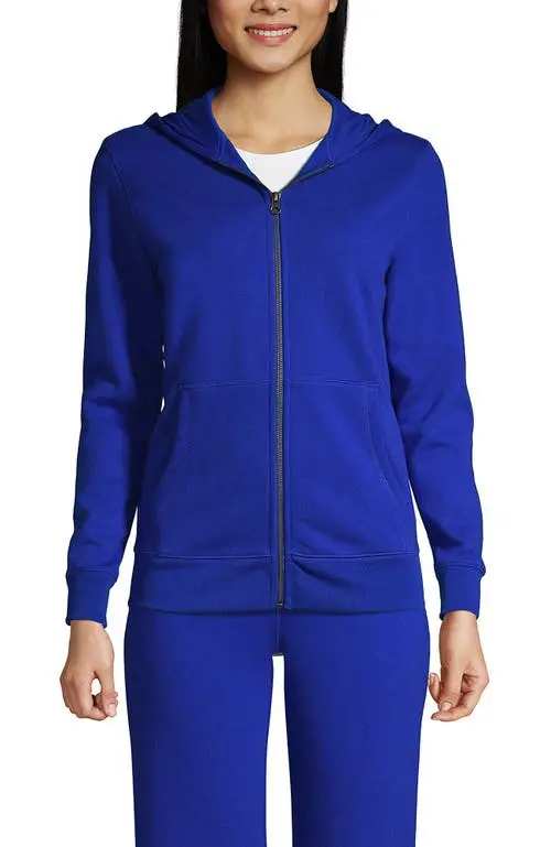 LANDS' END School Uniform Adult Zip Front Sweatshirt - Cobalt