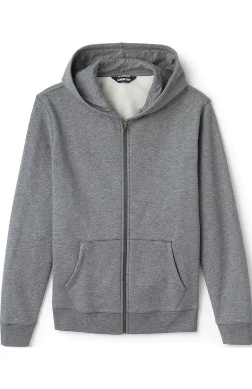 LANDS' END School Uniform Adult Zip Front Sweatshirt - Pewter Heather